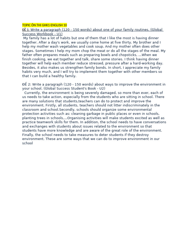 Topic Ôn Thi GHK1 | PDF