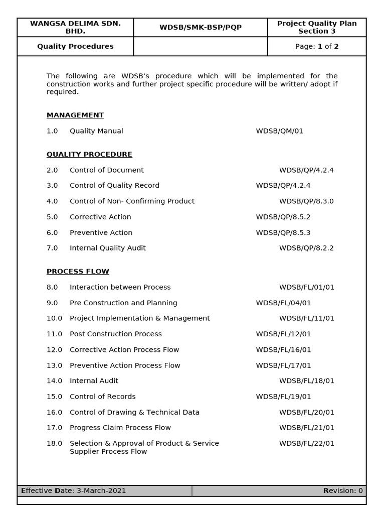 02 - PQP S3 - Quality Procedure | PDF | Business