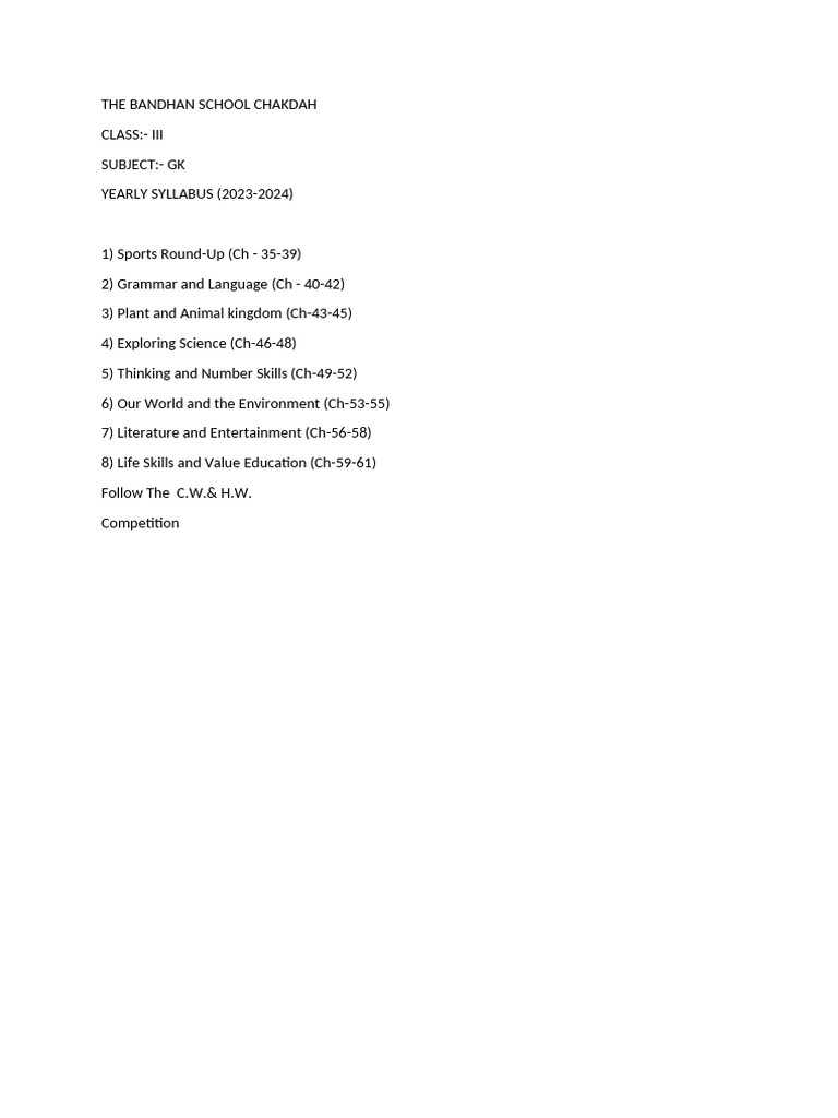 The Bandhan School Chakdah | PDF
