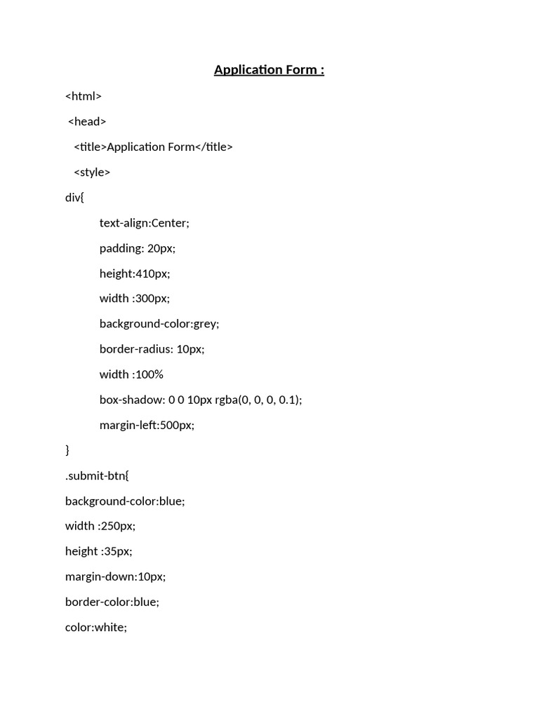 Application Form | PDF