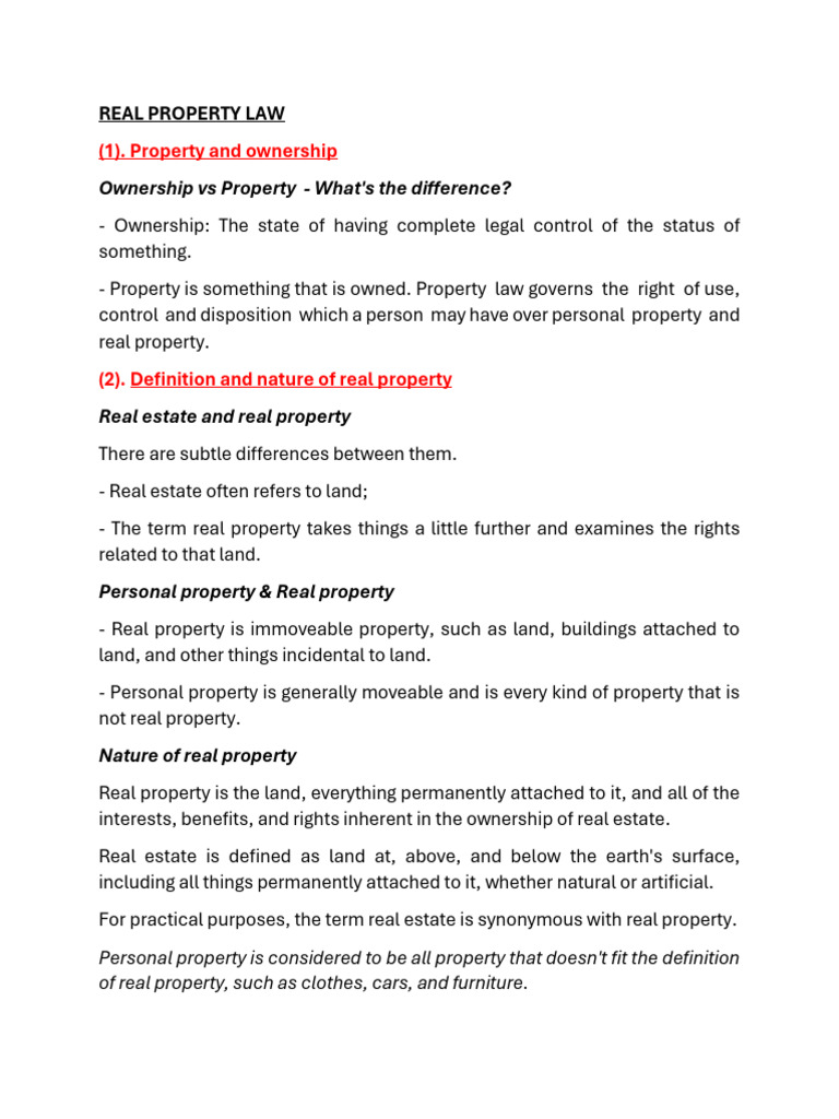 Understanding Real Property Law Basics | PDF