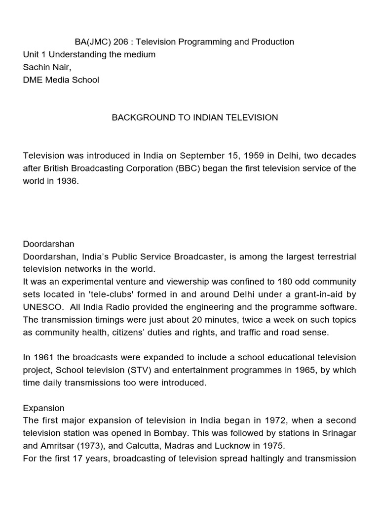Convert (Doordarshan and Background To Indian Television) 05042024 | PDF | Service Industries ...