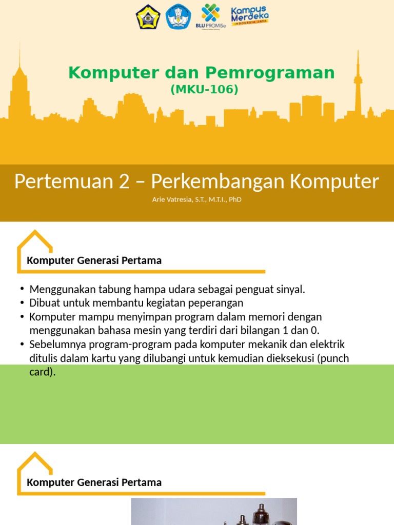 Komputer Dan Pemrograman - Pertemuan 2 - Perkembangan Komputer | PDF