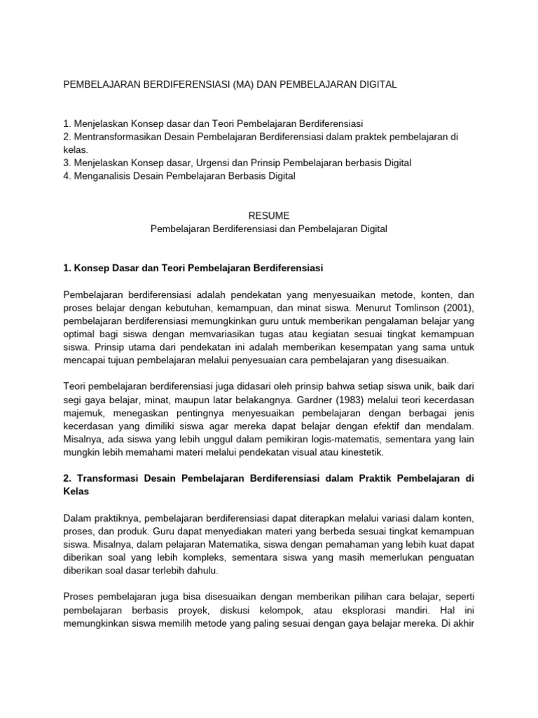 Pembelajaran Berdiferensiasi dan Digital | PDF | Karier & Perkembangan | Seni