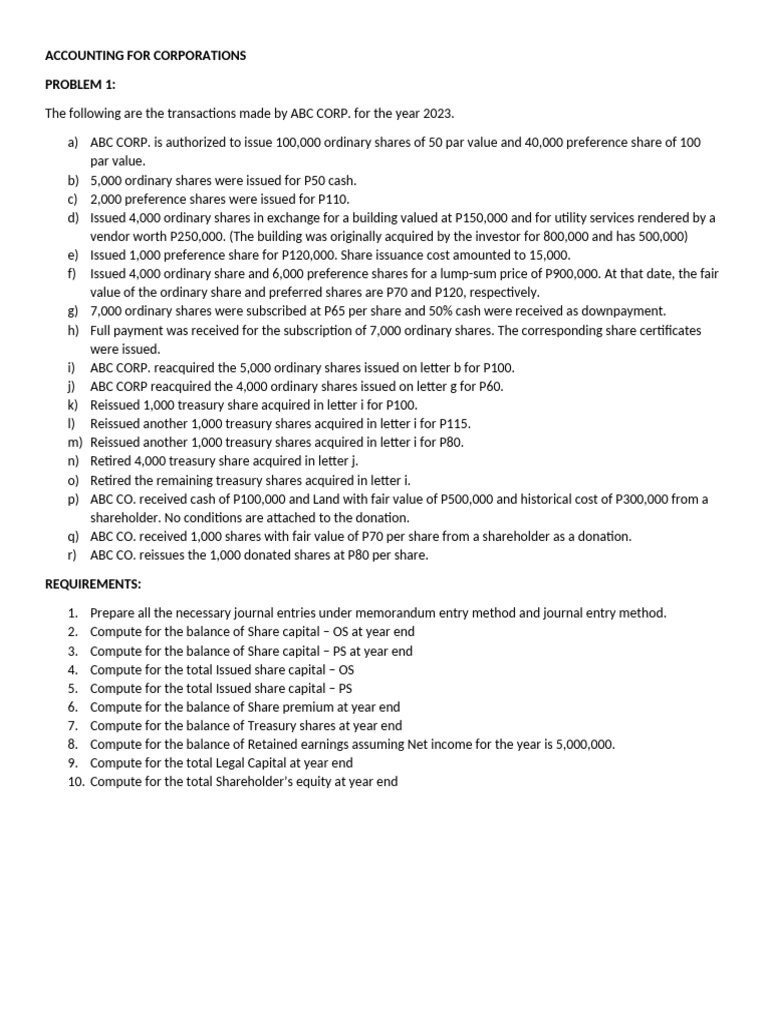 Corporations Part 1 | PDF | Treasury Stock | Preferred Stock
