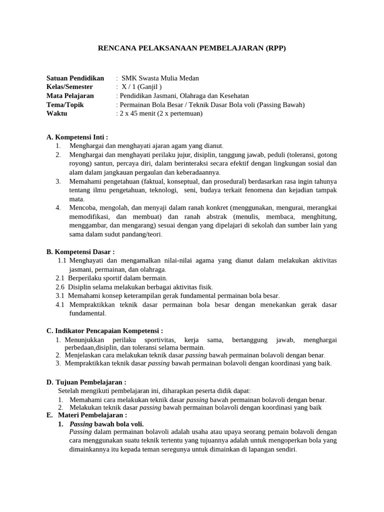 RPP Bola Voli Sayuti | PDF | Karier & Perkembangan