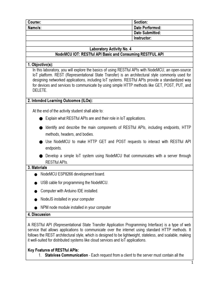 Laboratory#5 NodeMCU IOT - RESTful API Basic and Consuming RESTFUL API | PDF | Computer ...