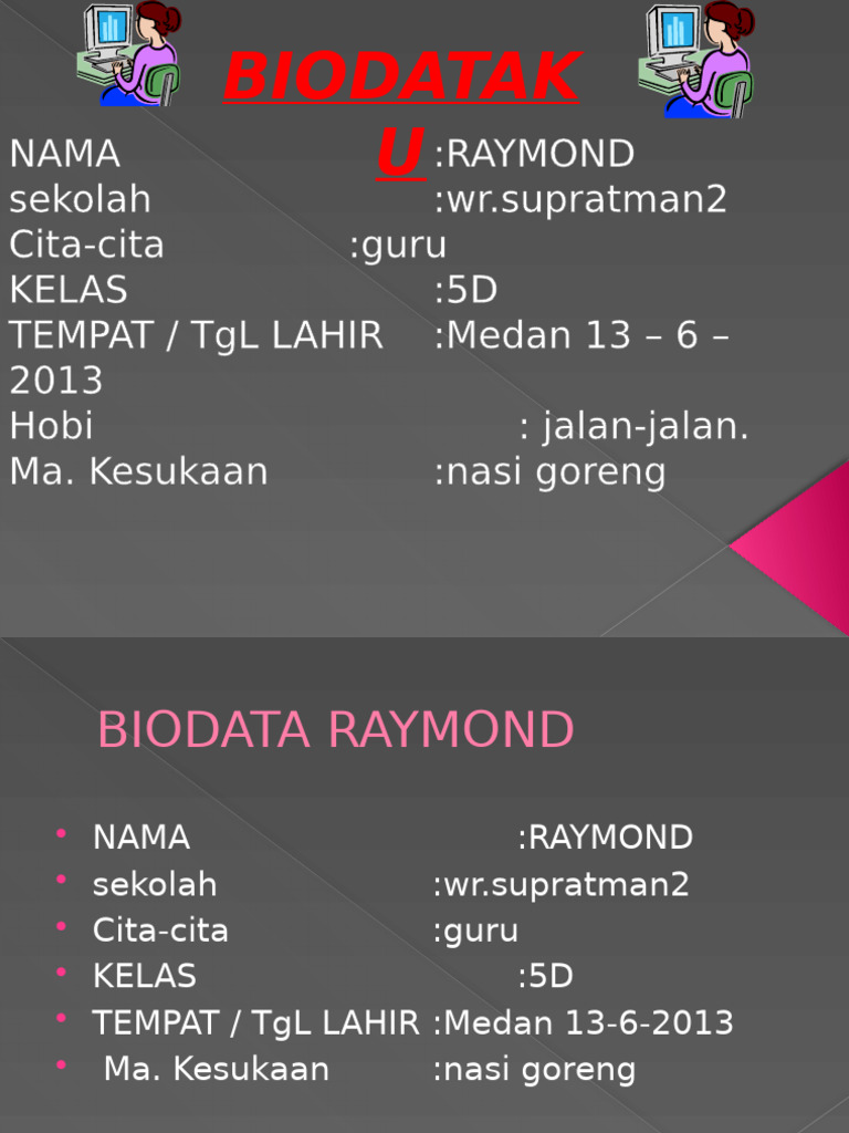 Latihan 1 Biodataku Raymond 5d | PDF