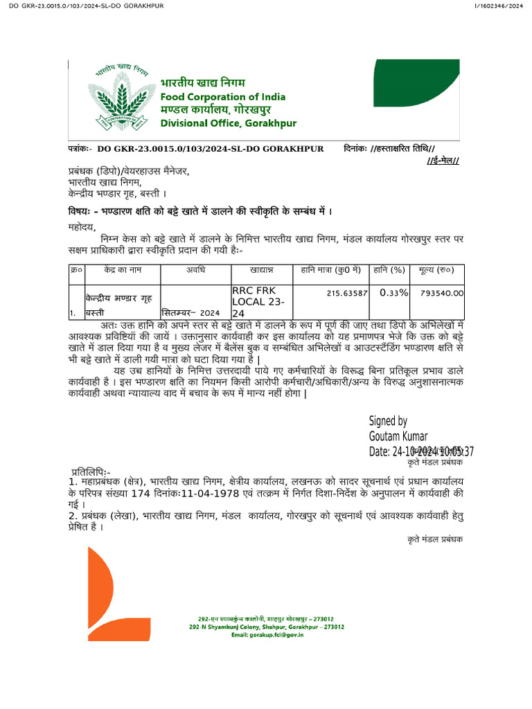 CWC BASTI REGULARIZATION LETTER_DM Level | PDF
