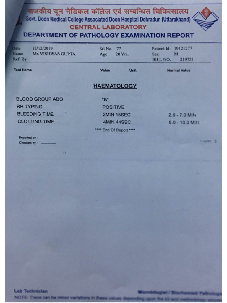 Blood Group Certificate | PDF