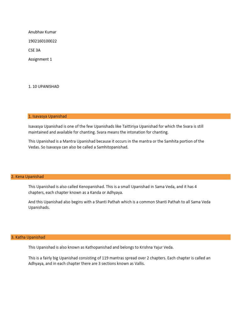 Anubhav Kumar Assignment 1 | PDF | Vedas | Ancient Indian Literature