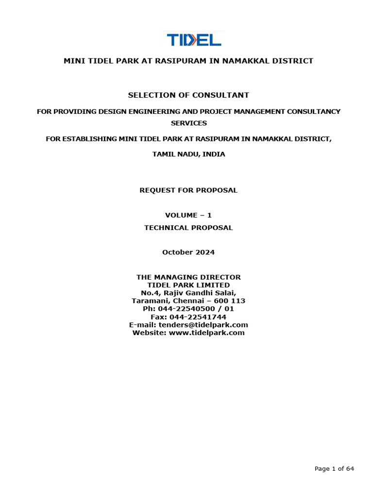 RFP - PMC Tidel Park | PDF | Request For Proposal | Evaluation