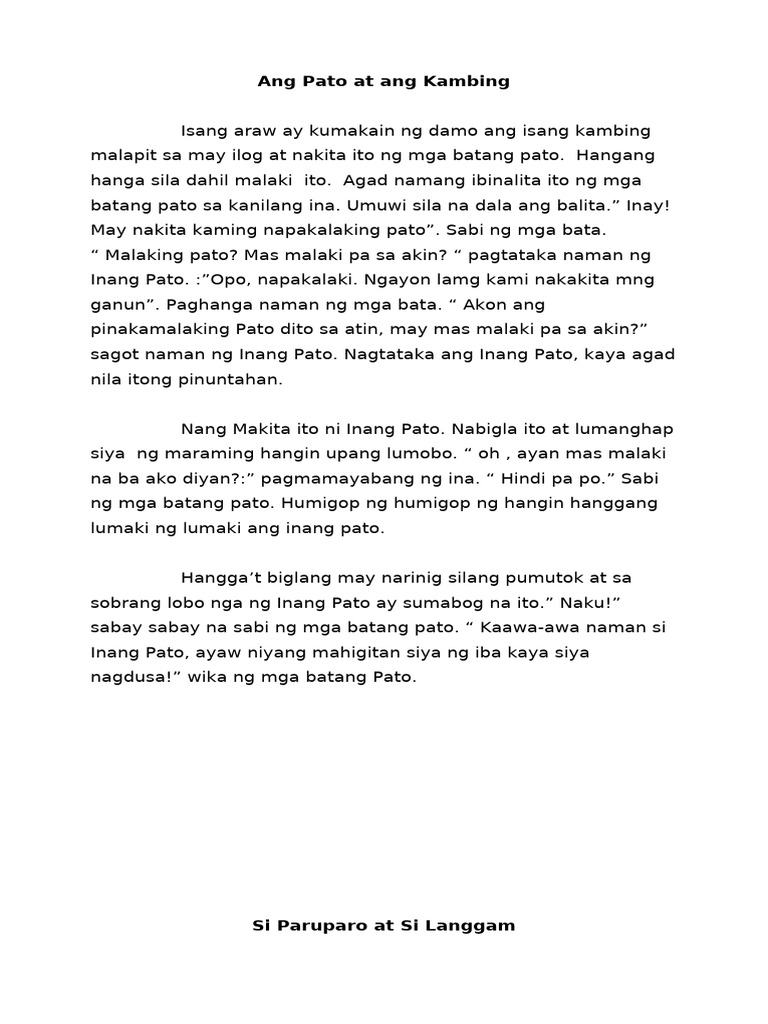 Ang Pato at Ang Kambing | PDF