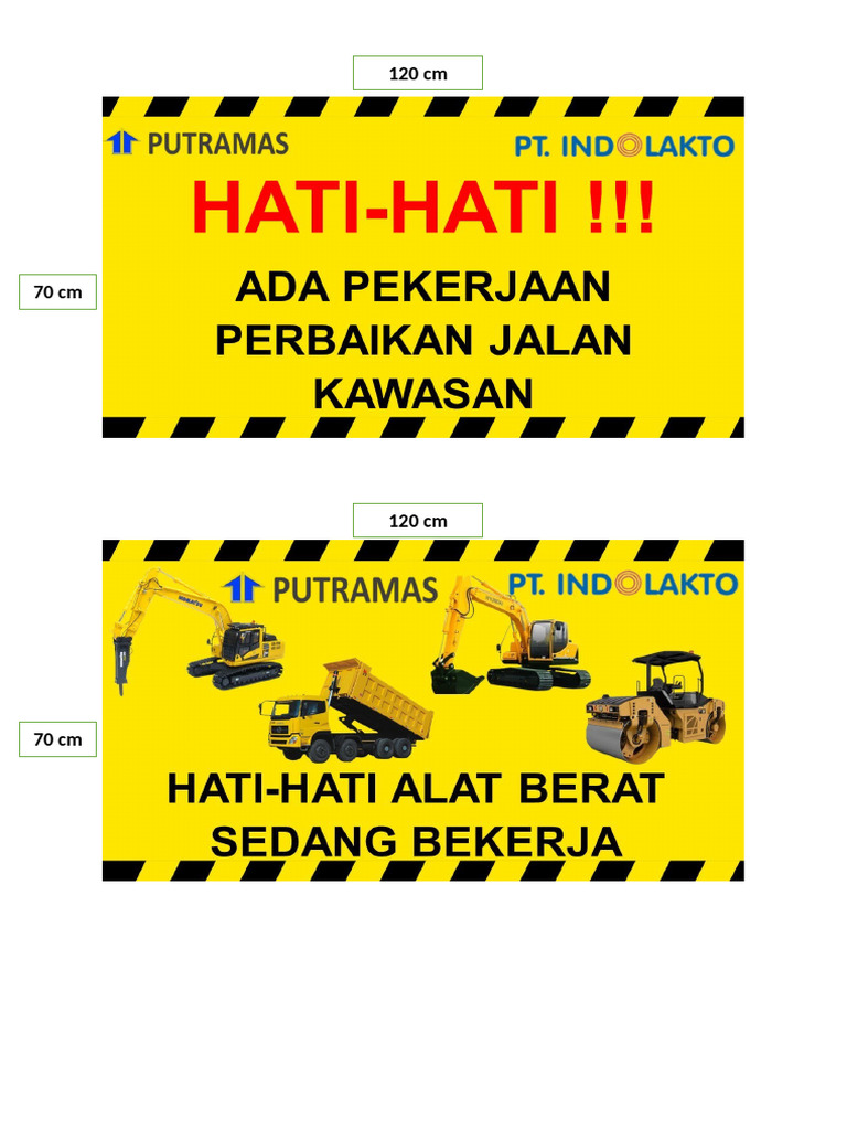 Ukuran Banner Rambu2 Proyek Jalan | PDF