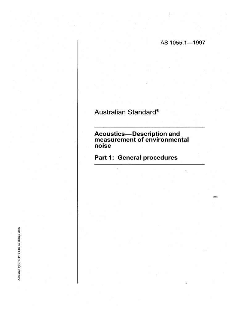 AS1055.1-1997 Acoustics - Description and Measurement of Environmental Noise Part 1 - General | PDF