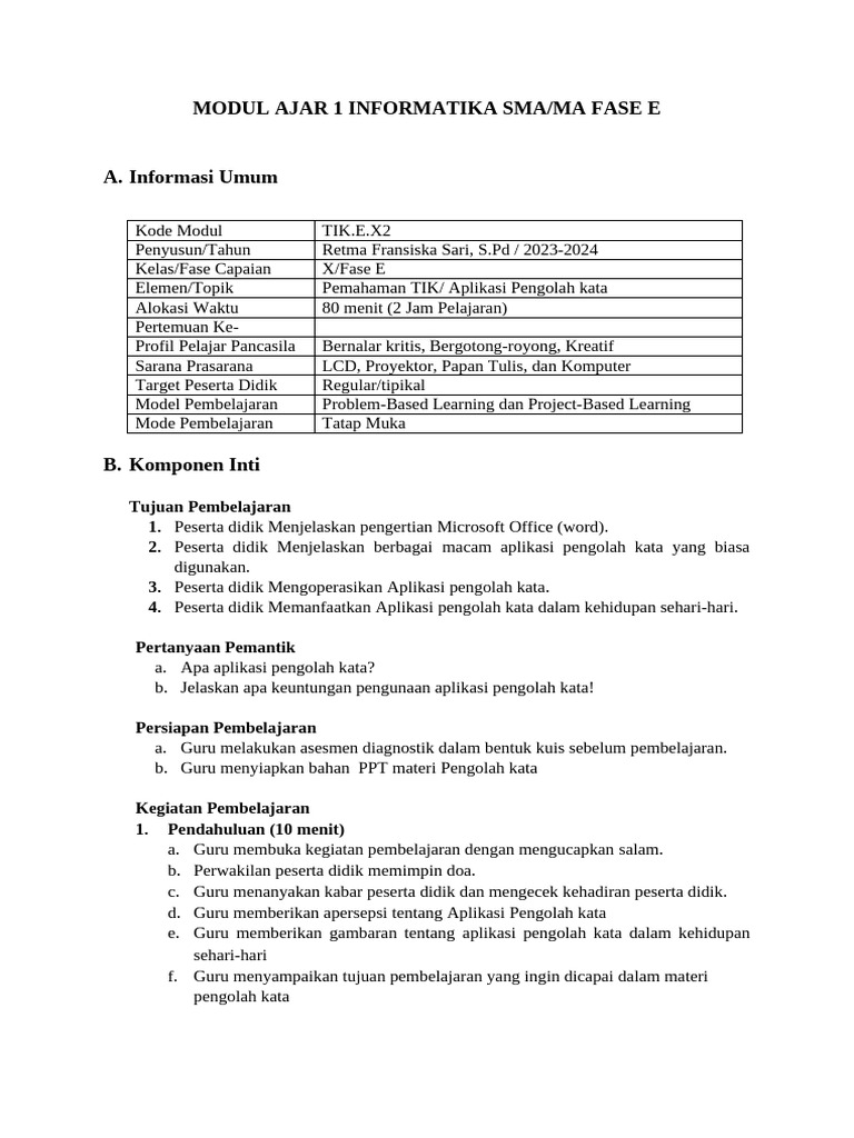 Perangkat Modul Ajar - Word | PDF | Karier & Perkembangan