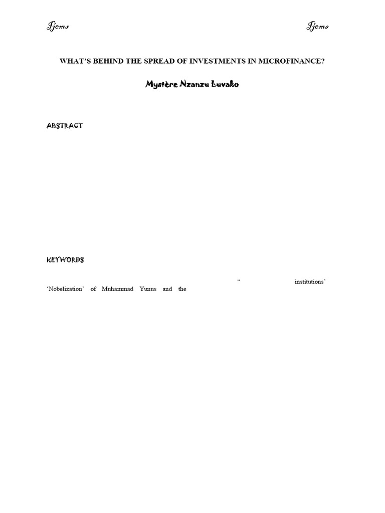 Whats Behind The Spread of Microfinance Investments | PDF ...