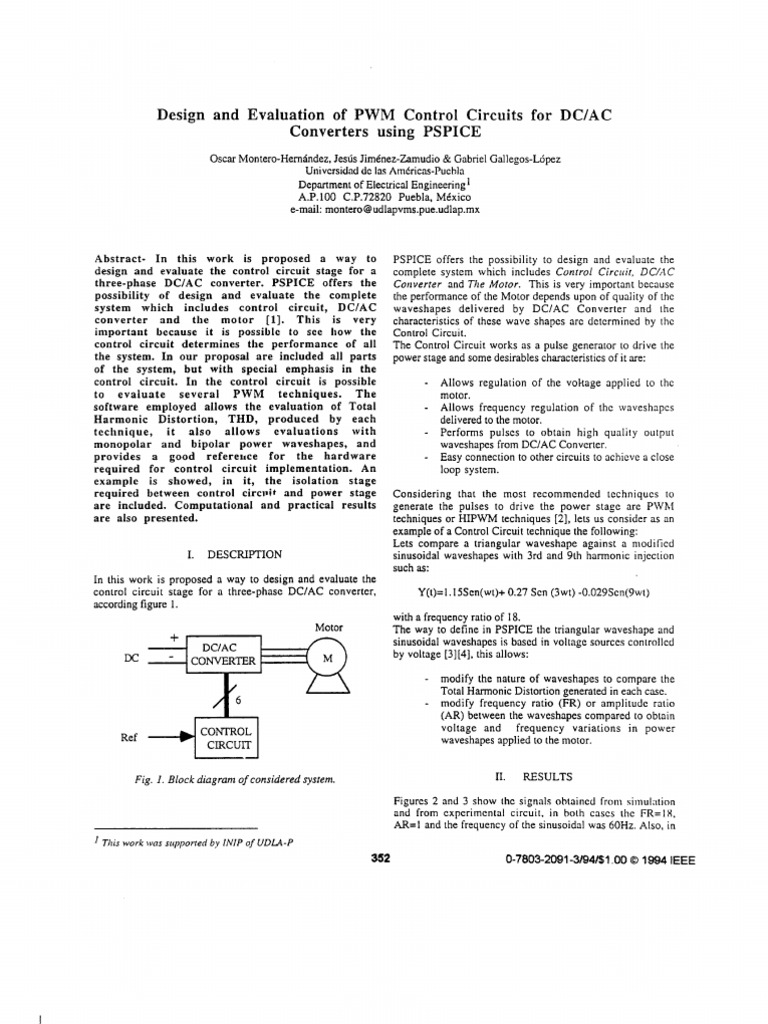 Design and Evaluation of PWM Control Circuits For DC AC Converters ...