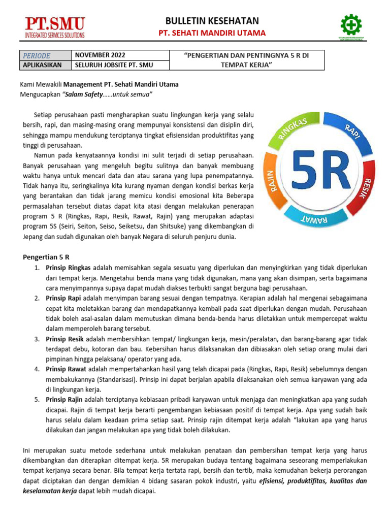 11.1 Bulletin K3LL - Pengertian Dan Pentingnya 5R Di Tempat Kerja | PDF
