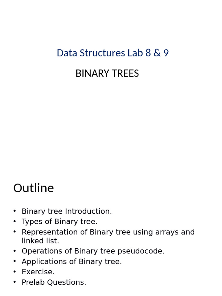 Data Structures Lab 8 9 Binary Trees Pdf Algorithms And Data Structures Computer Programming