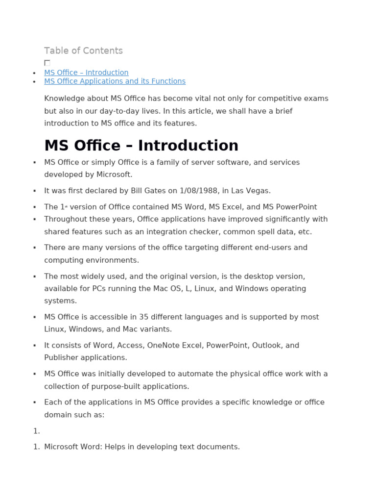 Ms Office Applications | PDF | Microsoft Office | Microsoft Excel