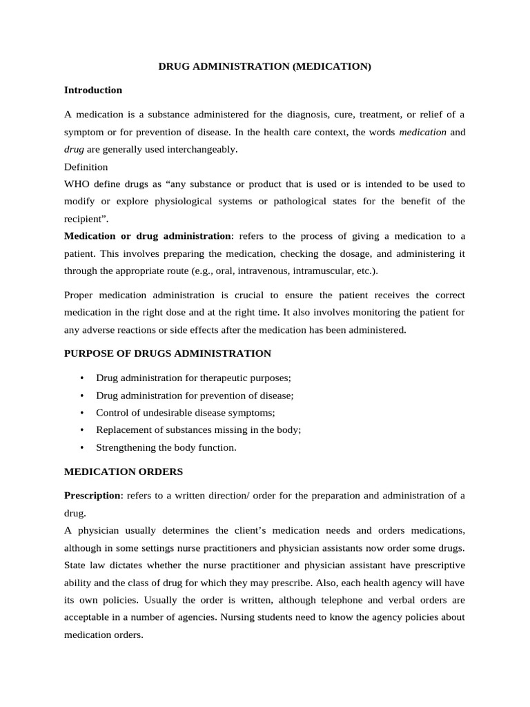 Medication Administration Guidelines | PDF | Injection (Medicine ...