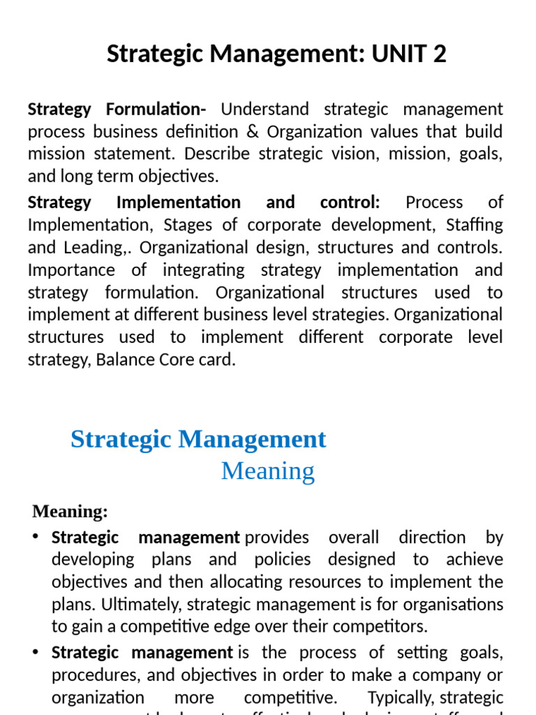 Strategic Management Process Overview | PDF | Strategic Management ...