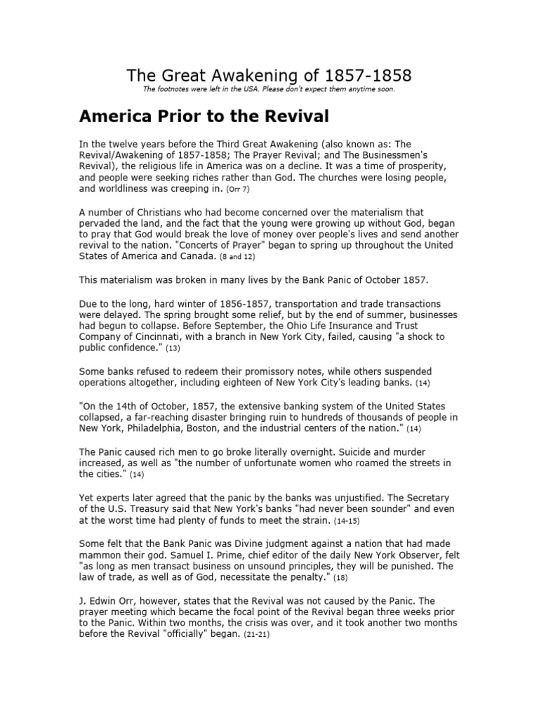 The 1857-1858 Great Awakening Overview | PDF | Christian Revival ...