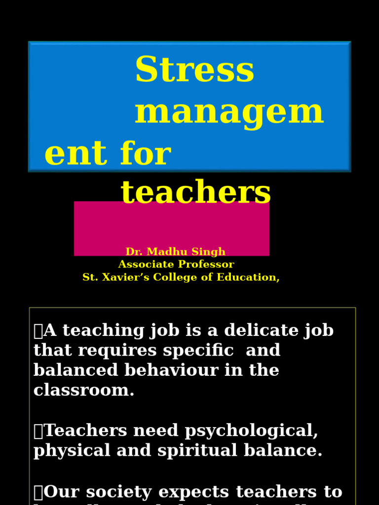 Stress Management For Teachers | PDF | Stress (Biology) | Memory