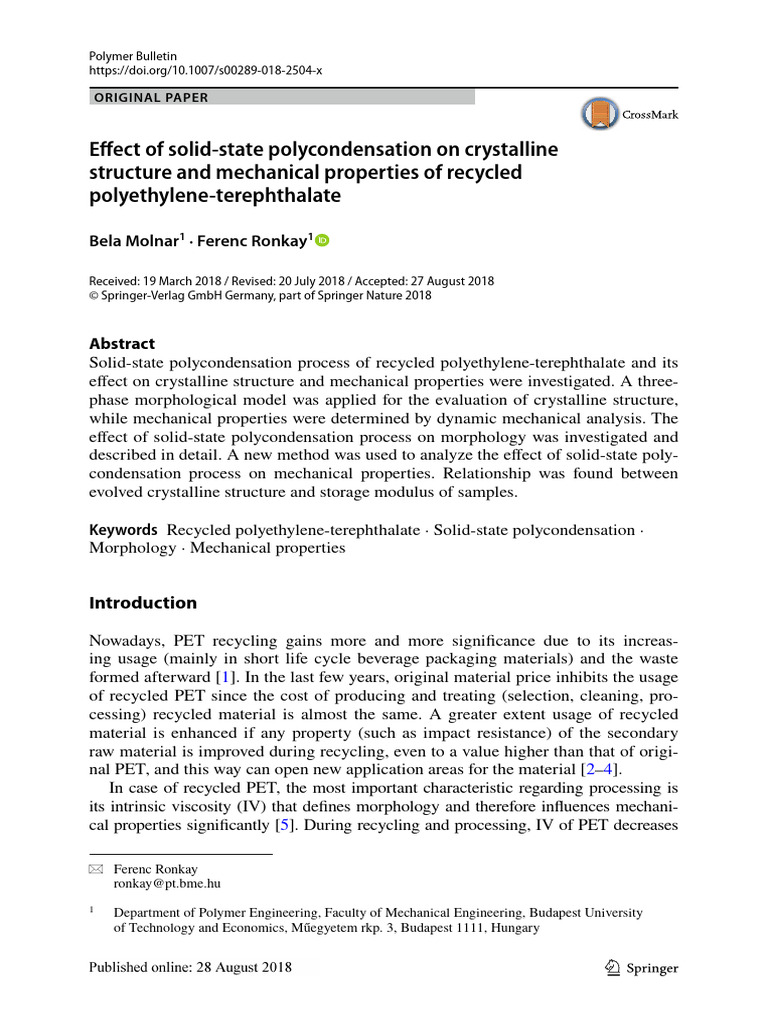 SSP Effects on Recycled PET Properties | PDF | Differential Scanning ...