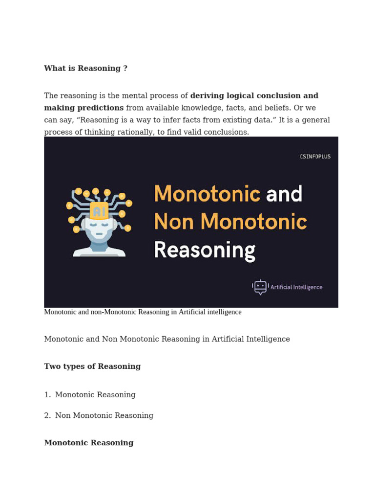 Monotonic vs Non-Monotonic Reasoning | PDF | Reason | Knowledge