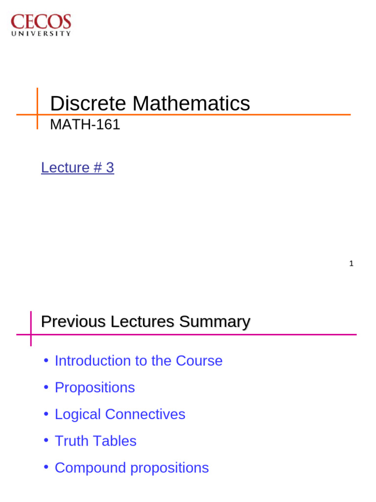 Lecture # 3 | PDF | Logic | Proposition