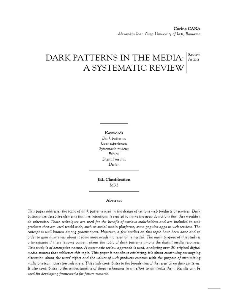 NIS 14 3corina Cara Dark Patterns | PDF | Spamming | Privacy