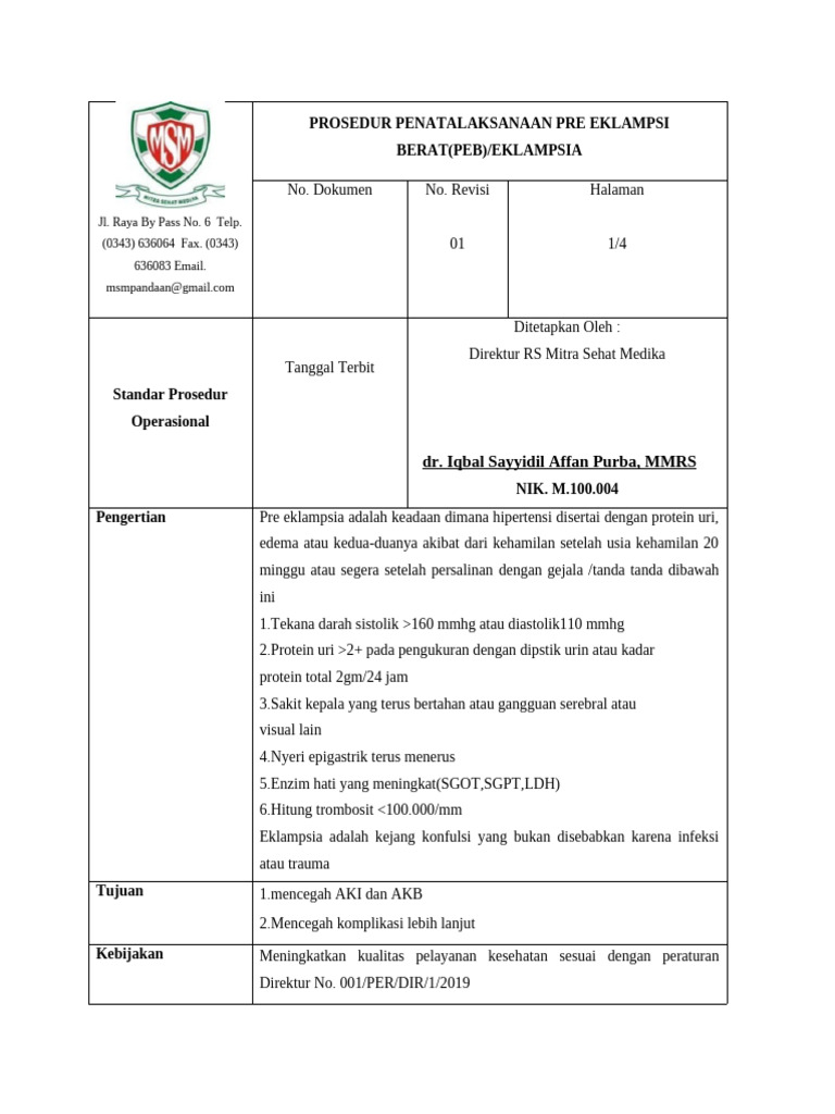 Sop Pre Eklamsia | PDF | Sains & Matematika