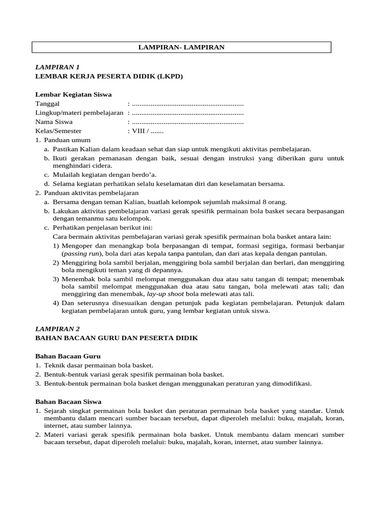 Modul Ajar PJOK SEM 1 K-VIII | PDF
