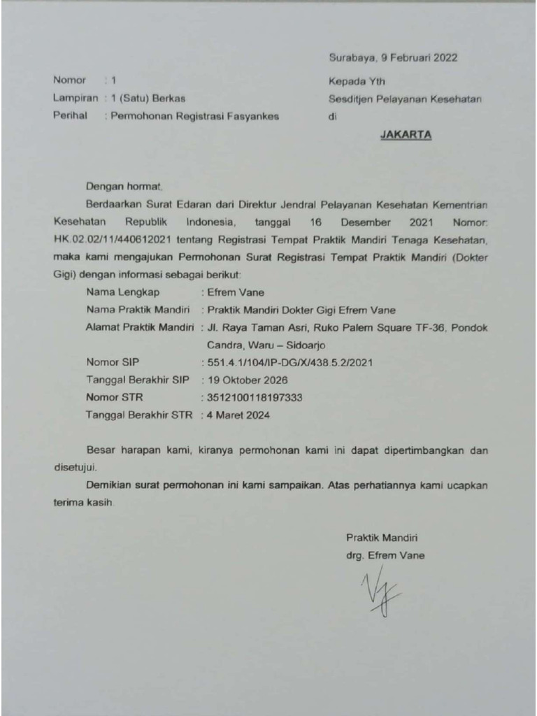 Permohonan Registrasi Fasyankes | PDF