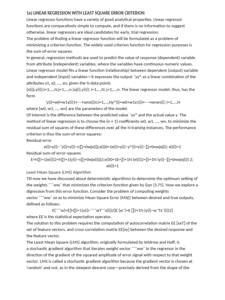 ML - MID2 | PDF | Dependent And Independent Variables | Regression Analysis ML - MID2 | PDF | Dependent And Independent Variables | Regression Analysis