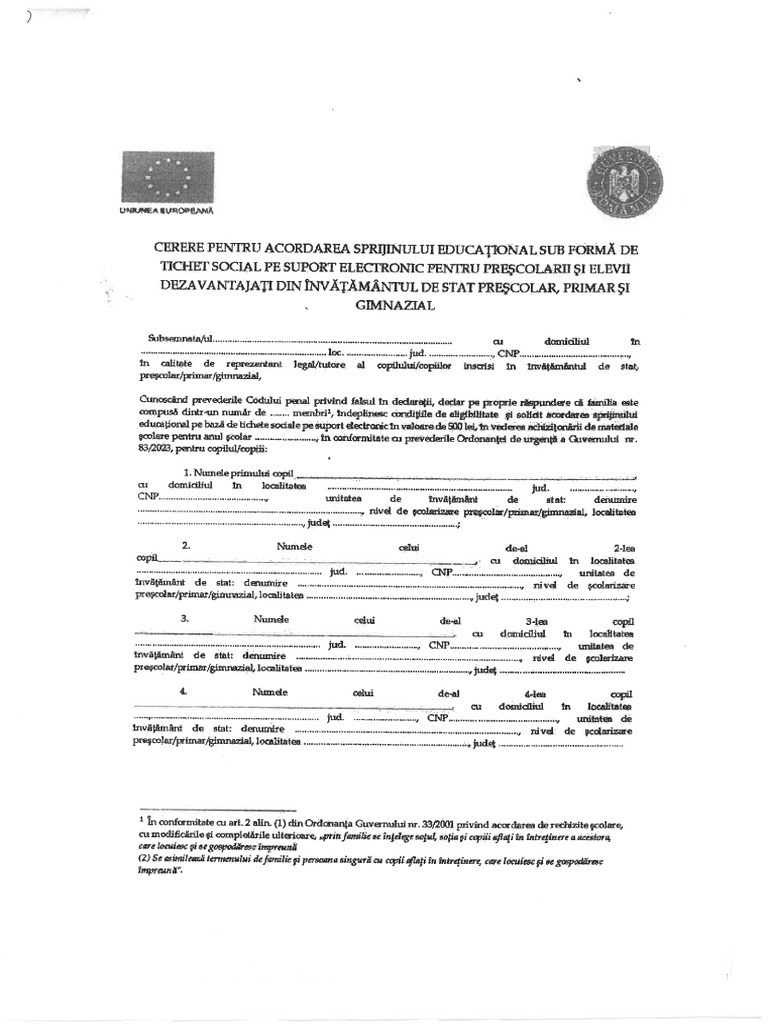 Cerere Tichet Card 500 de Lei | PDF