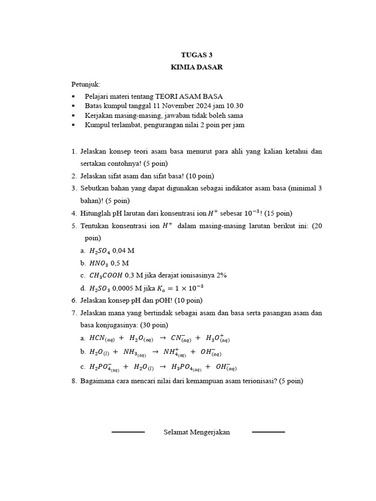 Tugas 3 Kimia Dasar | PDF