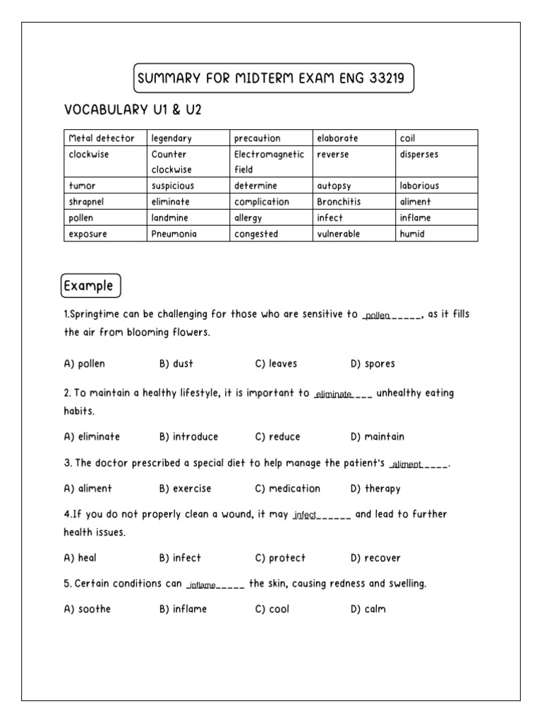 Summary For Midterm Exam Eng 33219 | PDF | Bronchitis | Allergen