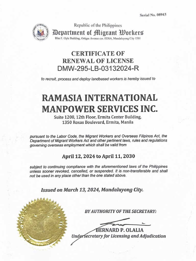 DMW License 2024-2030 | PDF