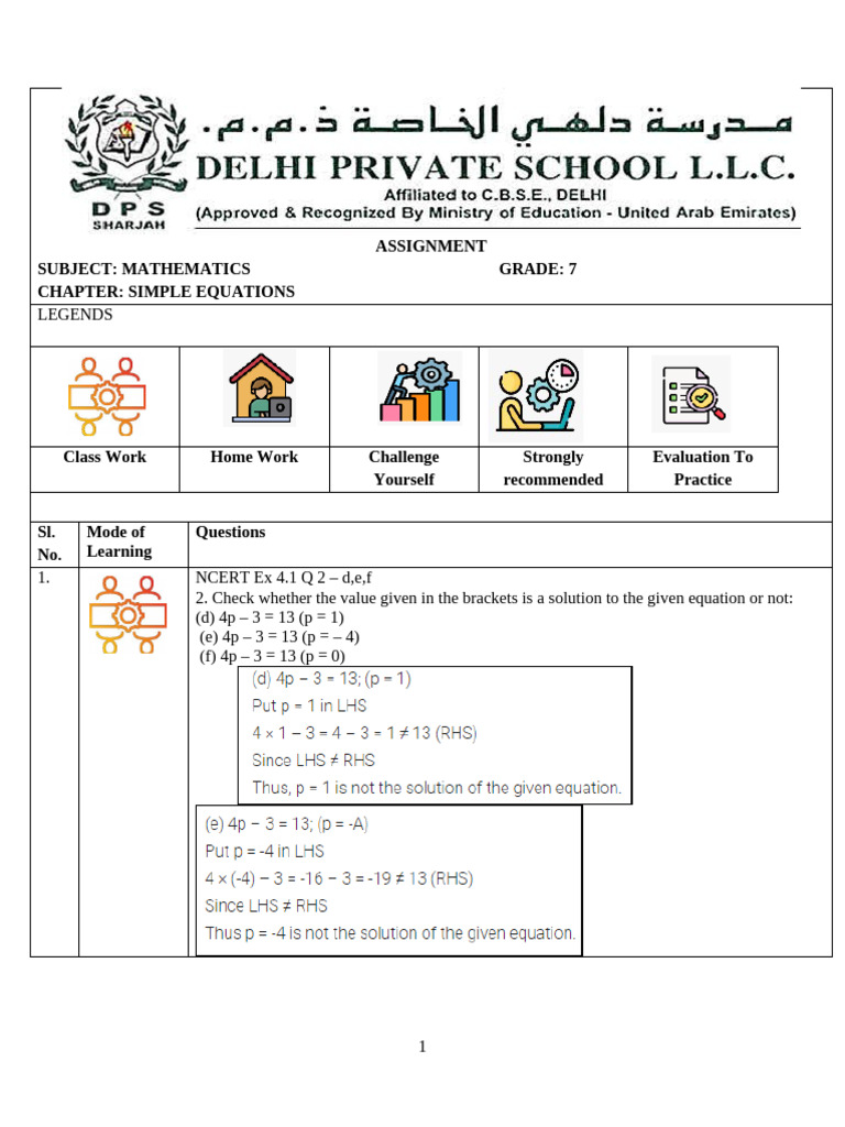 Gr-7 Learning Resources - Simple Equations Answer Key | PDF | Rectangle ...