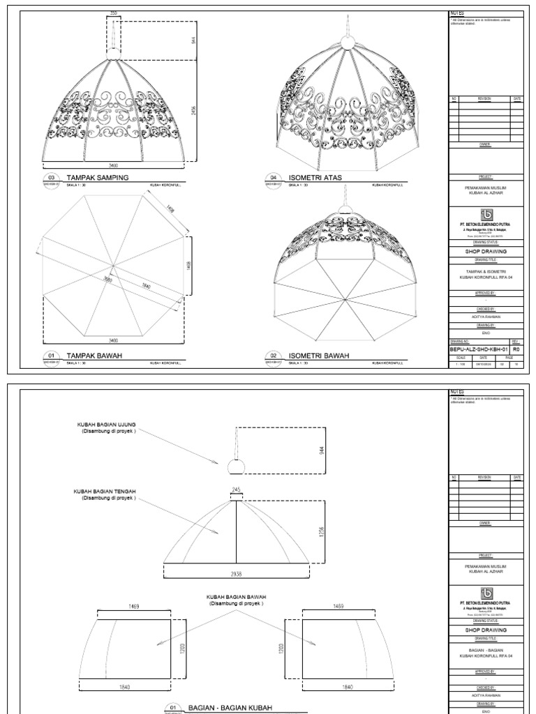 Kubah Al Azhar Shop Drawings | PDF