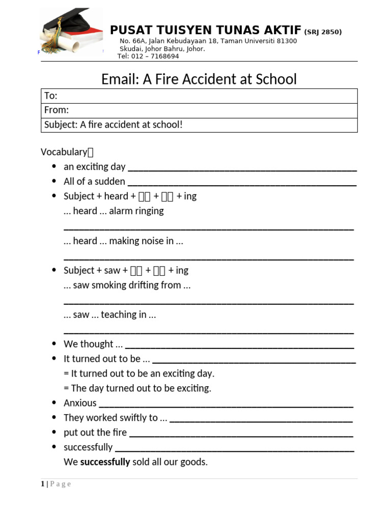 Essay 3 Email Fire at School | PDF | Safety | Firefighting