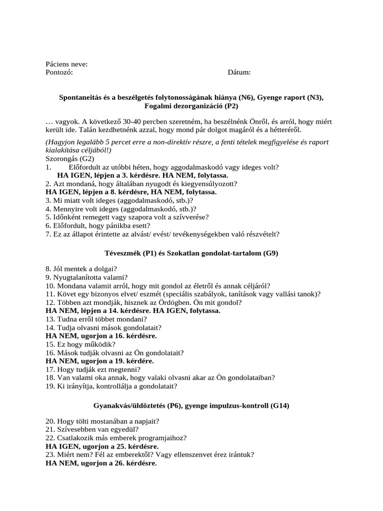 PANSS Manual | PDF