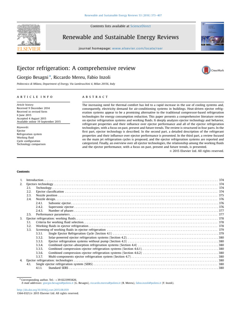 2016 Review Ejector Refrigeration A Comprehensive Review | PDF ...