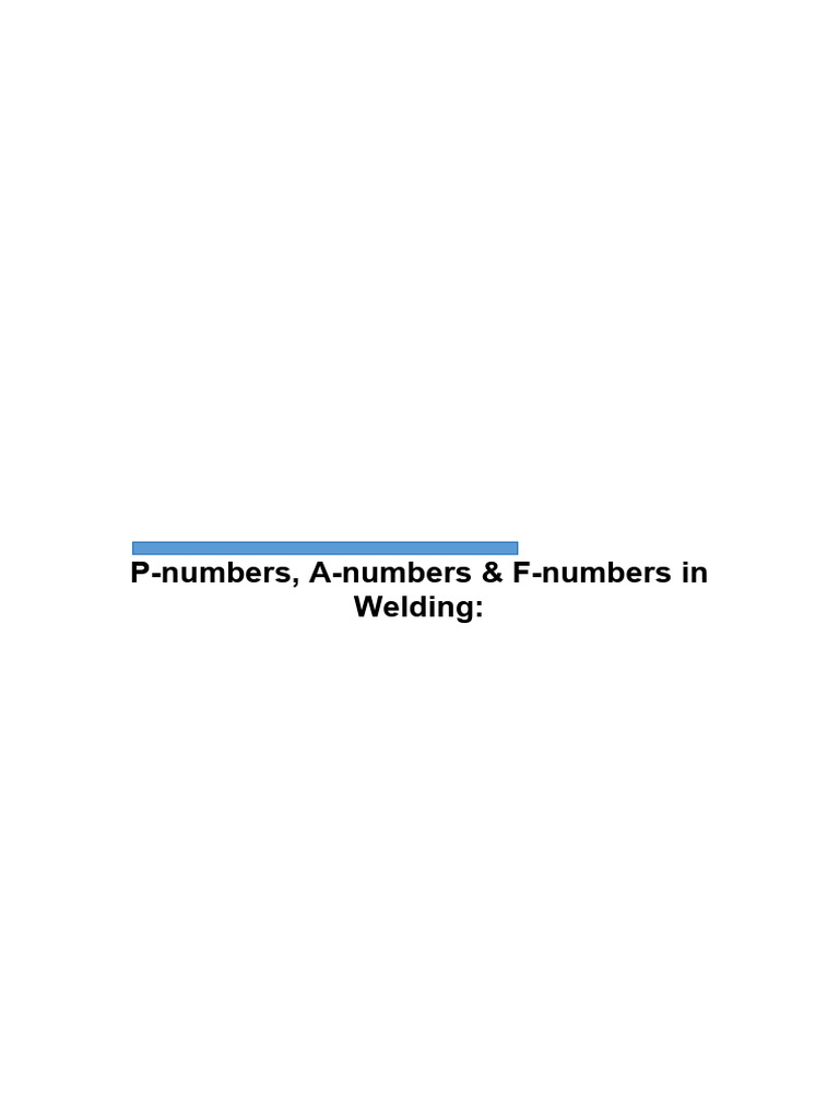 P-Numbers, A-Numbers & F-Numbers in Welding | PDF