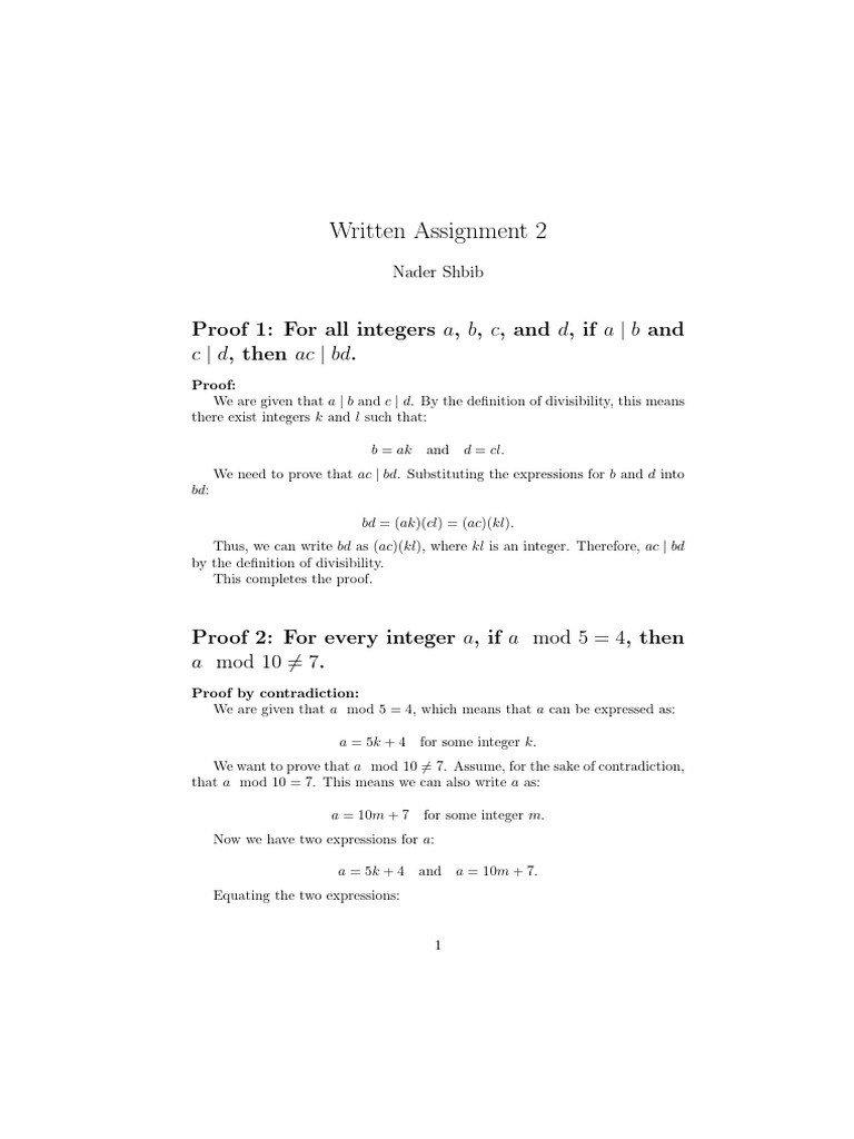 WrittenAssignment2 | PDF | Mathematical Proof | Metalogic