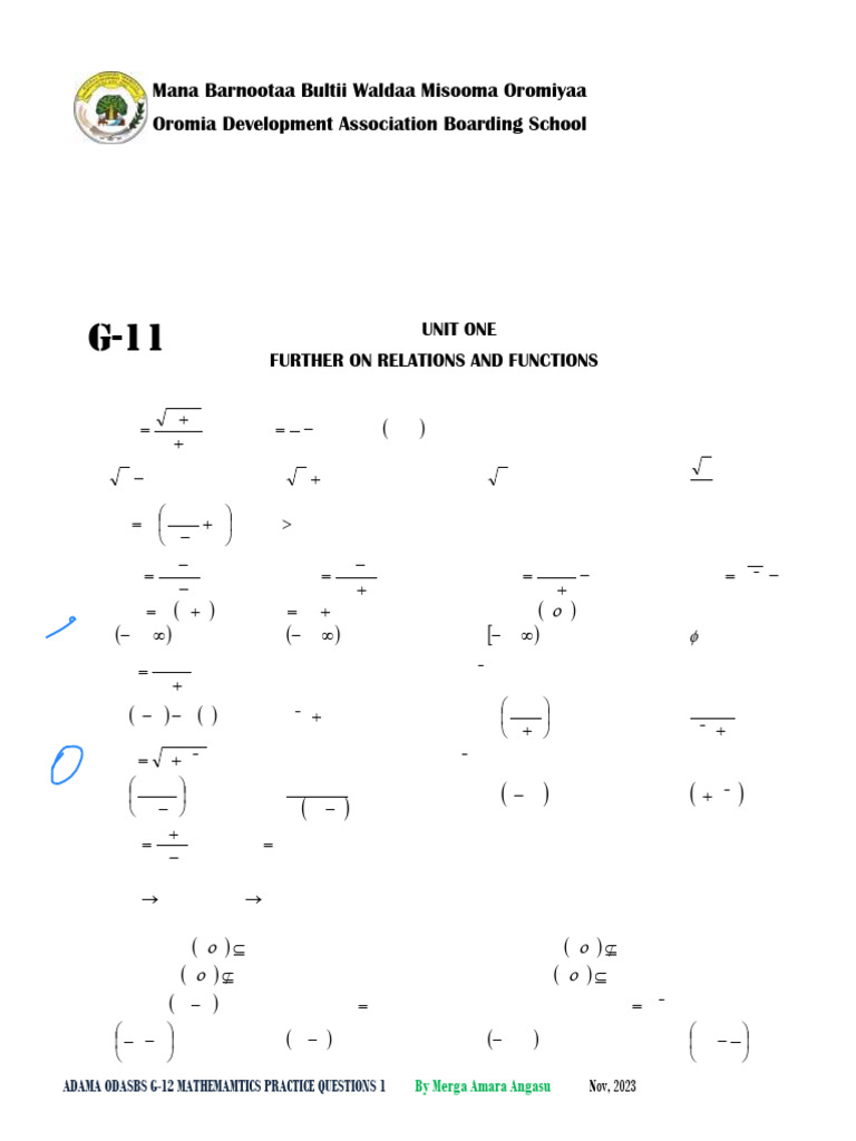 (ODA) Maths G-12 Practice Questions 1-1 | PDF | Asymptote | Series (Mathematics)