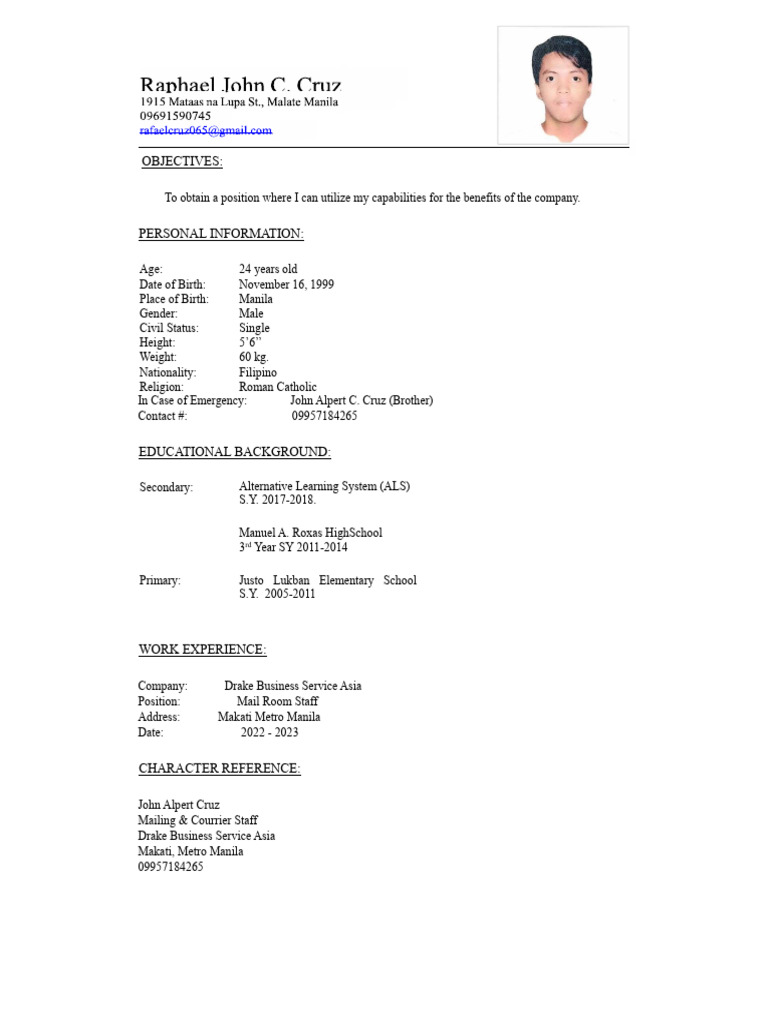 Raphael John Cruz Updated Resume | PDF | Law | Religion & Spirituality